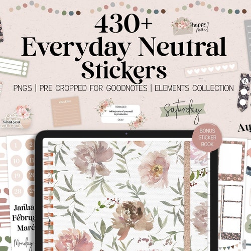 Everyday Digital Stickers Goodnotes Neutral Functional - Etsy