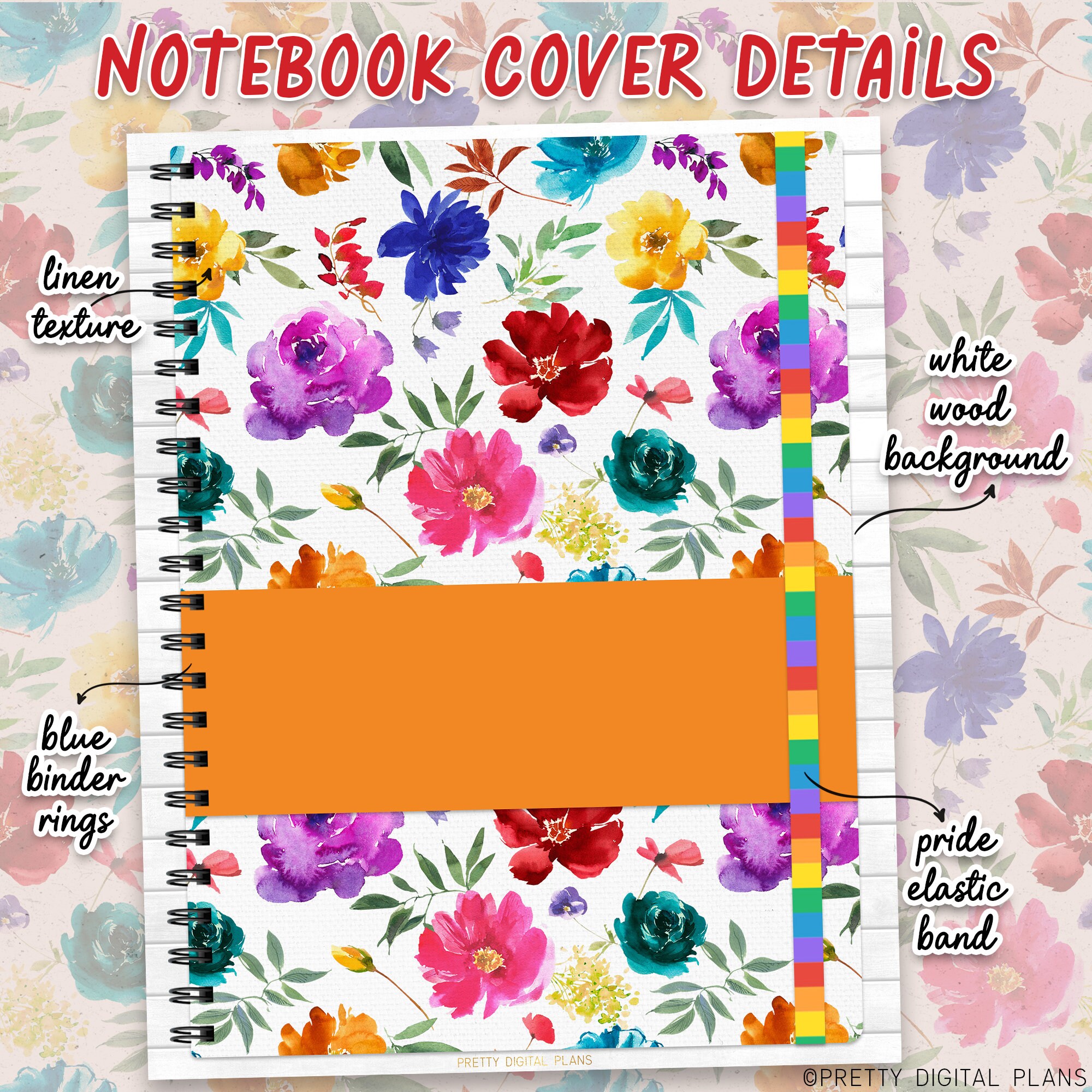 14 Pride Floral Digital Notebook Cover, Goodnotes Elements Collection ...