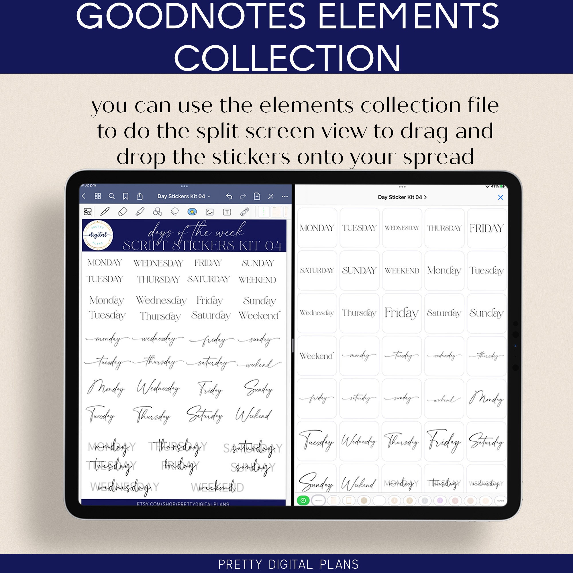 Days of the Week Digital Stickers for Goodnotes Digital Planner ...