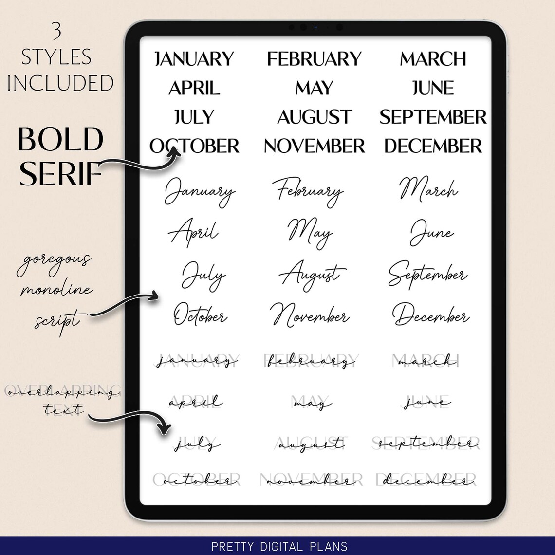 Months of the Year Digital Stickers for Planners Goodnotes Precropped ...