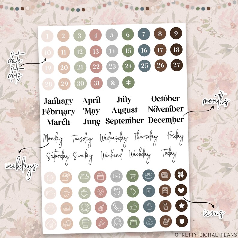 Everyday Digital Stickers Goodnotes Neutral Functional Stickers Planner ...