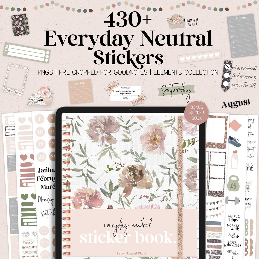 Everyday Digital Stickers Goodnotes Neutral Functional Stickers Planner ...