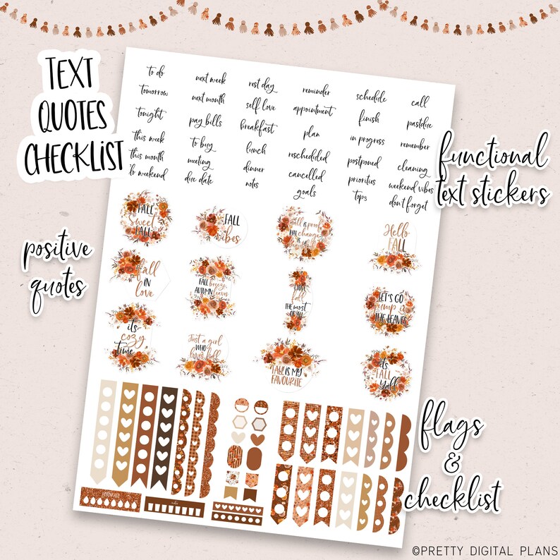 Fall Digital Stickers Goodnotes Floral Sticker Book Autumn - Etsy