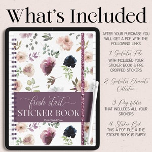 Fresh Start Digital Stickers Goodnotes Floral Sticker Book Glitter ...