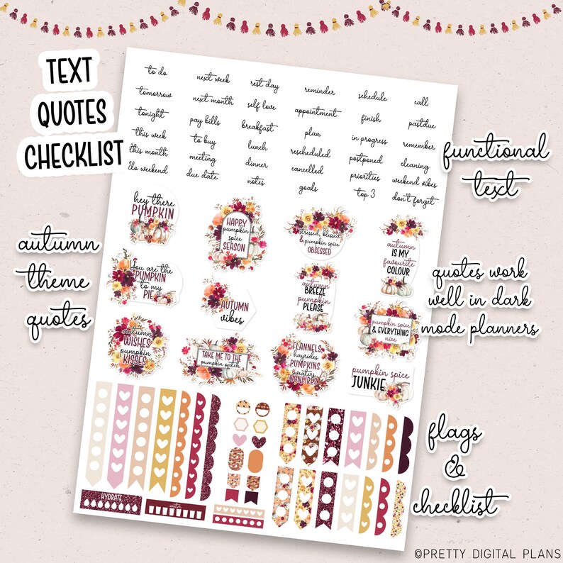 Autumn Digital Stickers Goodnotes Floral Sticker Book Pumpkin Planner ...