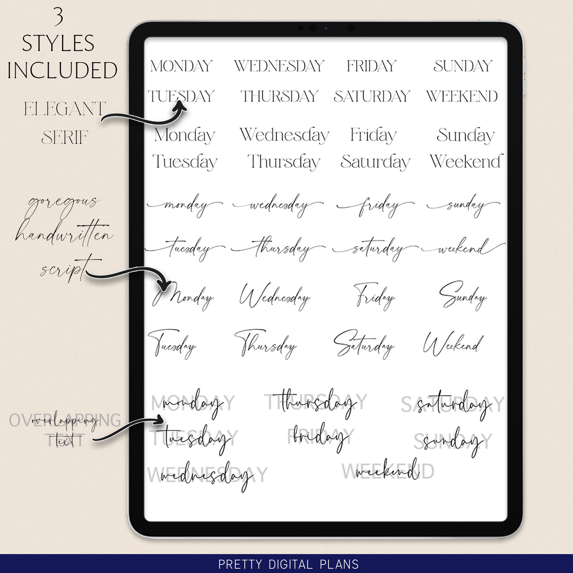 Days of the Week Digital Stickers for Goodnotes Digital Planner ...