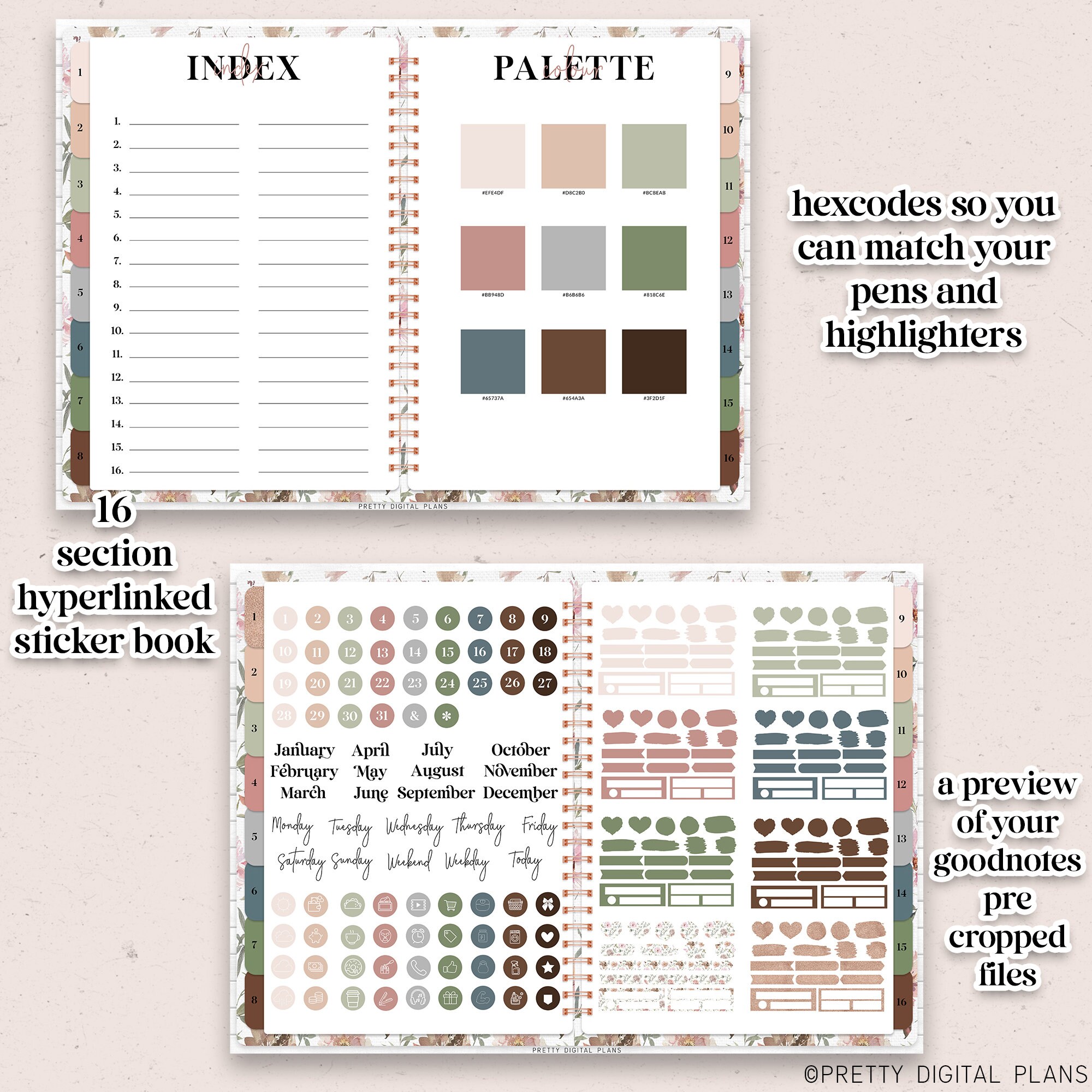 Everyday Digital Stickers Goodnotes Neutral Functional Stickers Planner ...