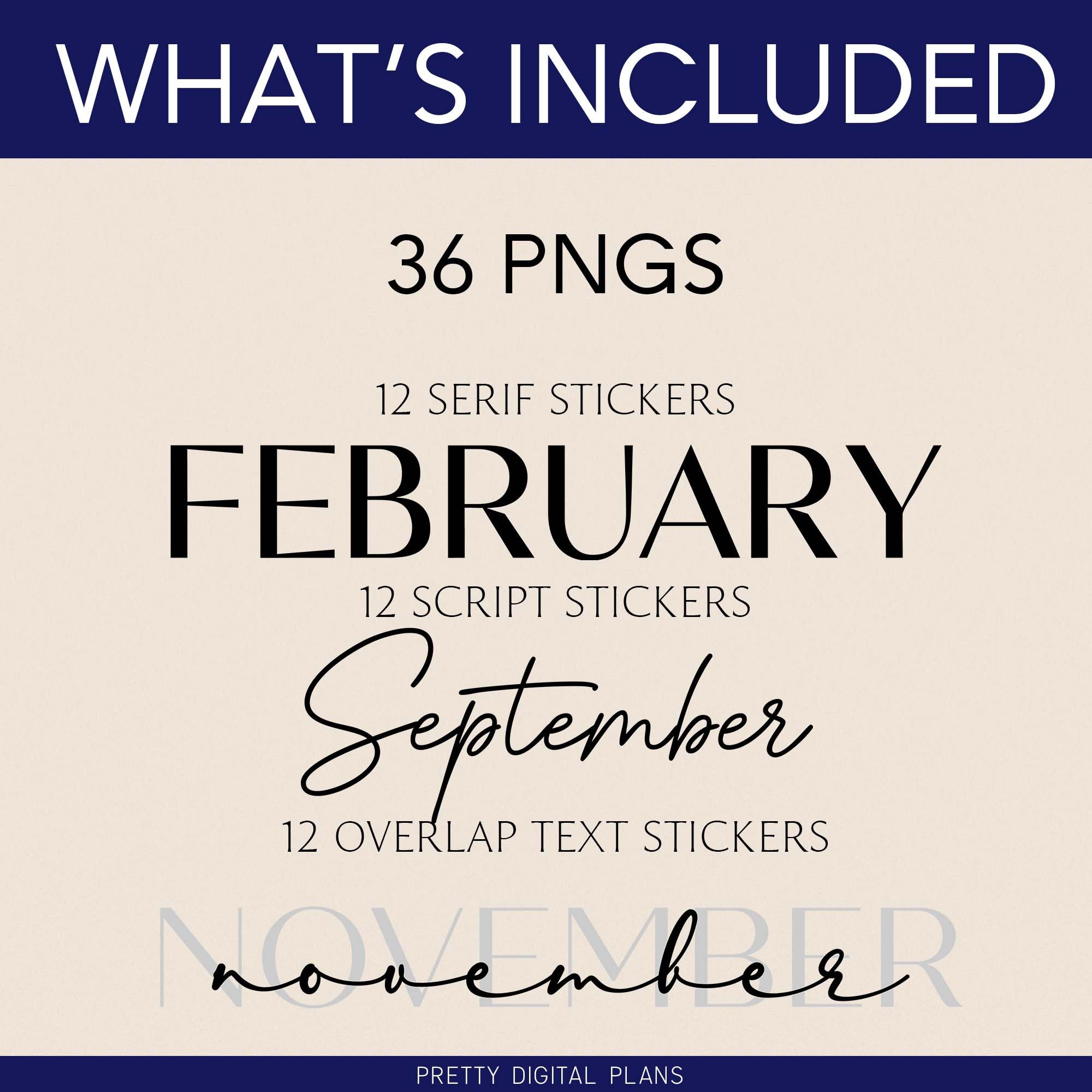 Months of the Year Digital Stickers for Planners Goodnotes - Etsy