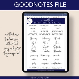 Month Digital Stickers Goodnotes Pre Cropped & Elements Collection ...