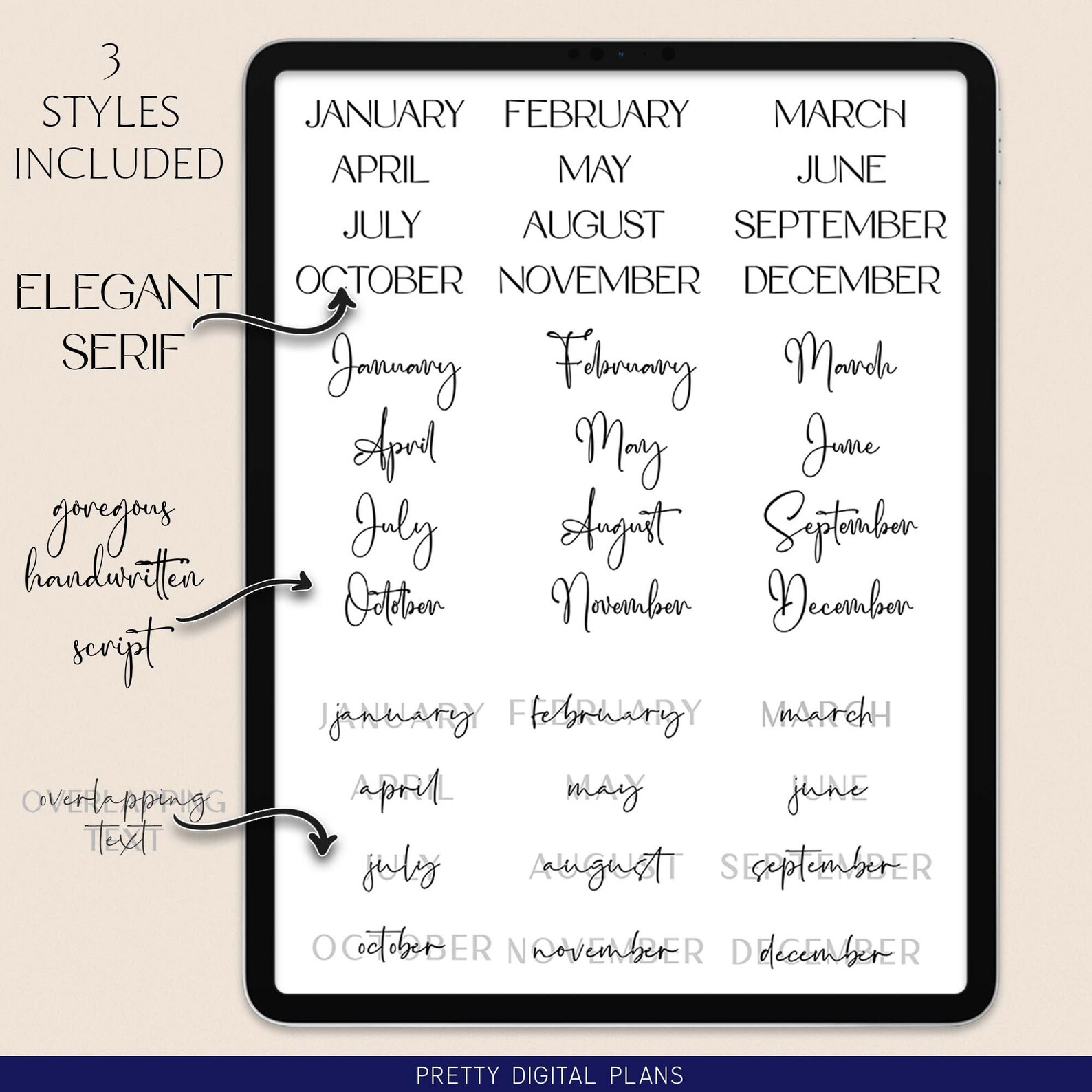 Month Digital Stickers Goodnotes Pre Cropped & Elements - Etsy