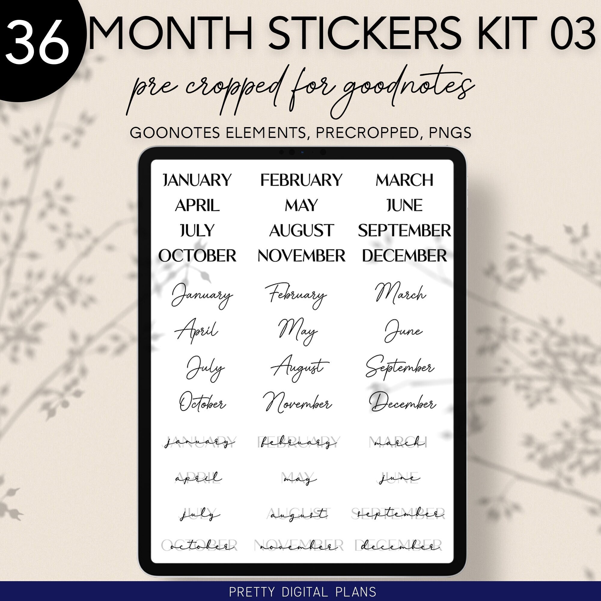 Months of the Year Digital Stickers for Planners Goodnotes - Etsy