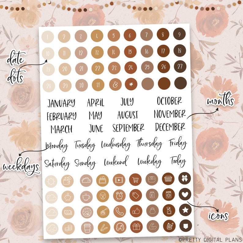 Fall Digital Stickers Goodnotes Floral Sticker Book Autumn - Etsy
