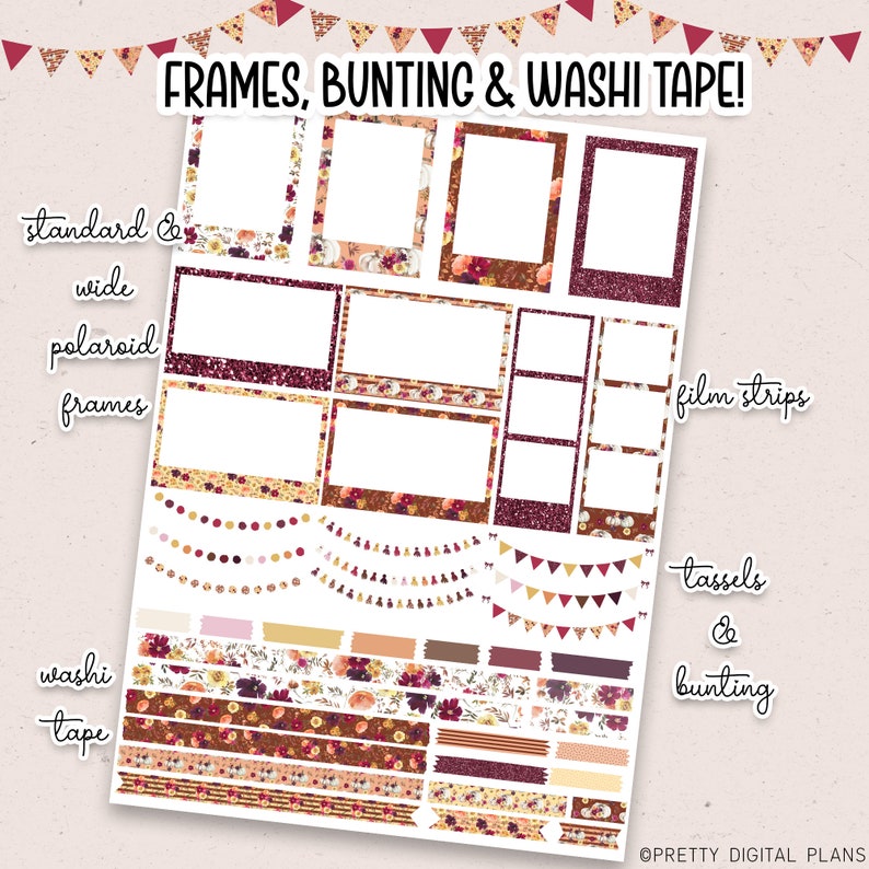 Autumn Digital Stickers Goodnotes Floral Sticker Book Pumpkin Planner ...