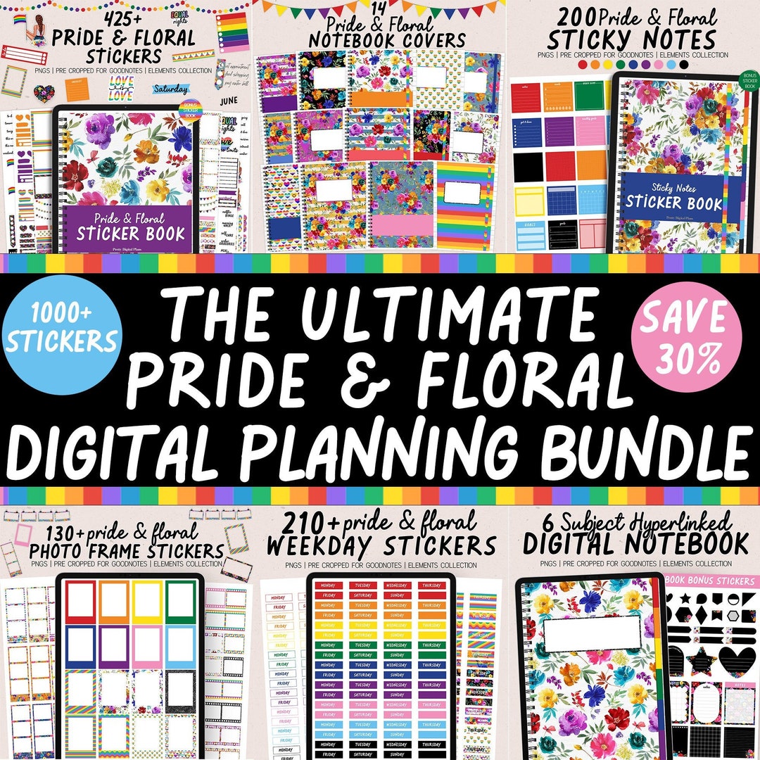 Digital Sticker Bundle Pride Digital Stickers Rainbow Goodnotes Gay ...