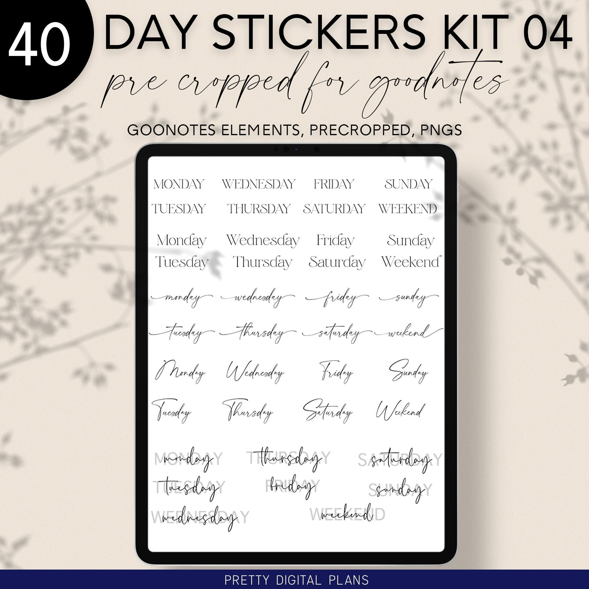Days of the Week Digital Stickers for Goodnotes Digital Planner ...