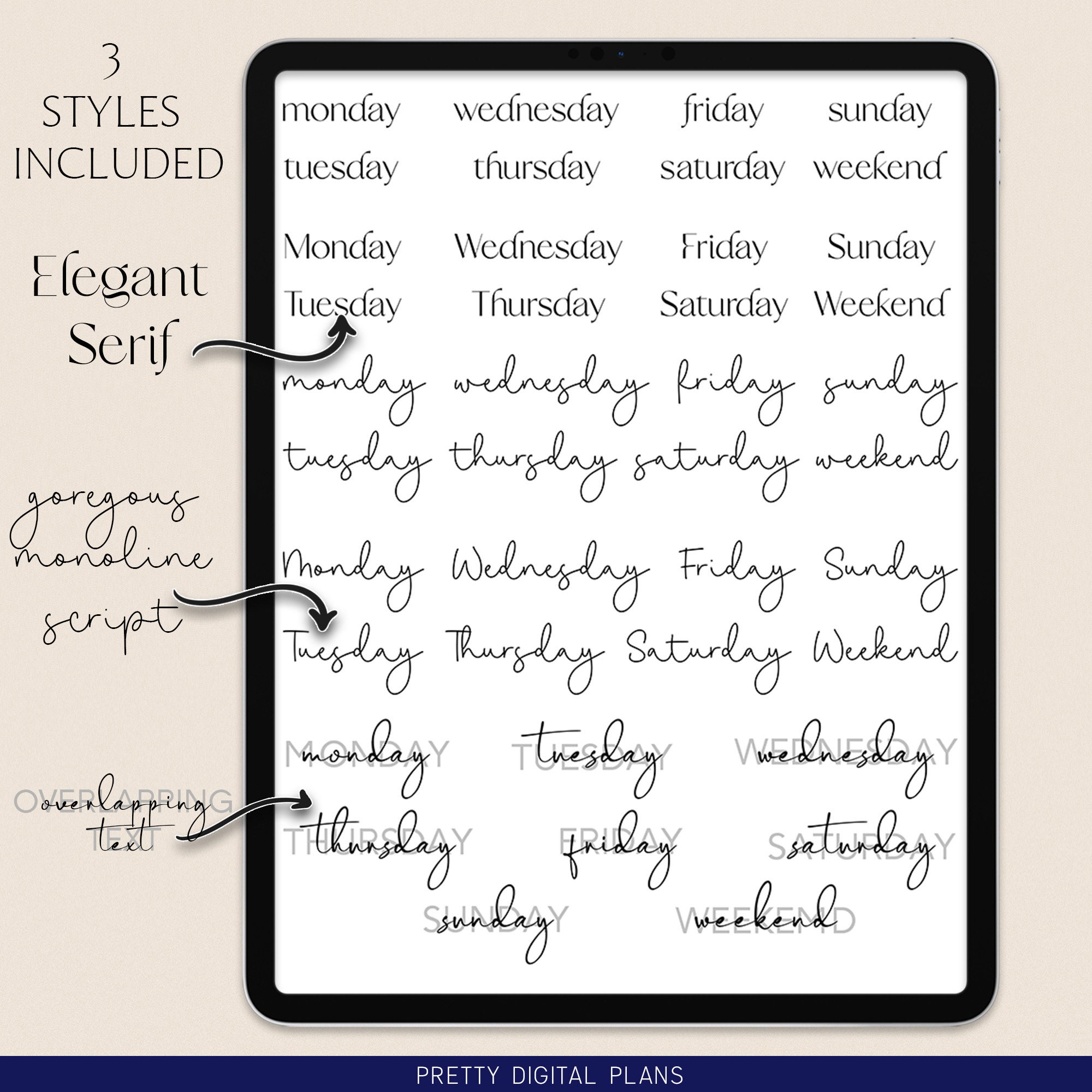 Days of the Week Stickers Goodnotes Digital Planner Stickers Precropped ...