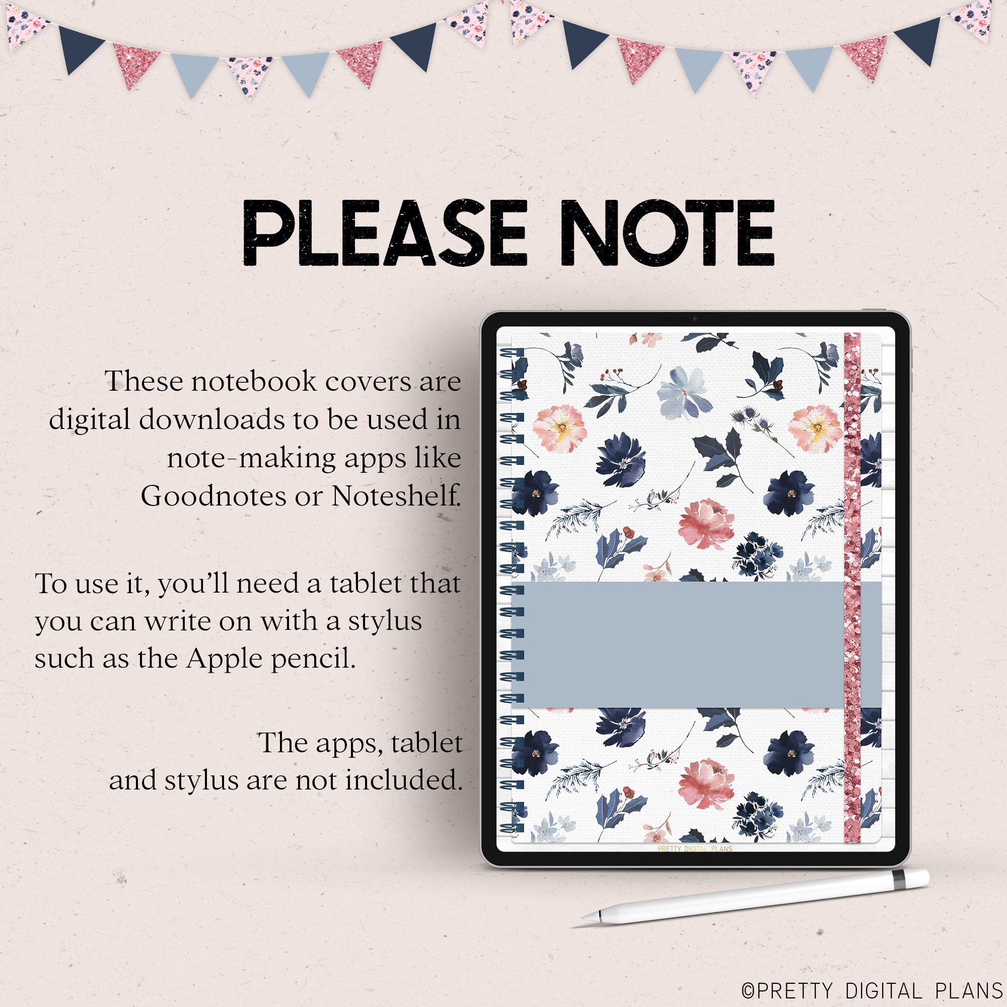 14 Winter Floral Digital Notebook Cover Goodnotes Elements Collection ...