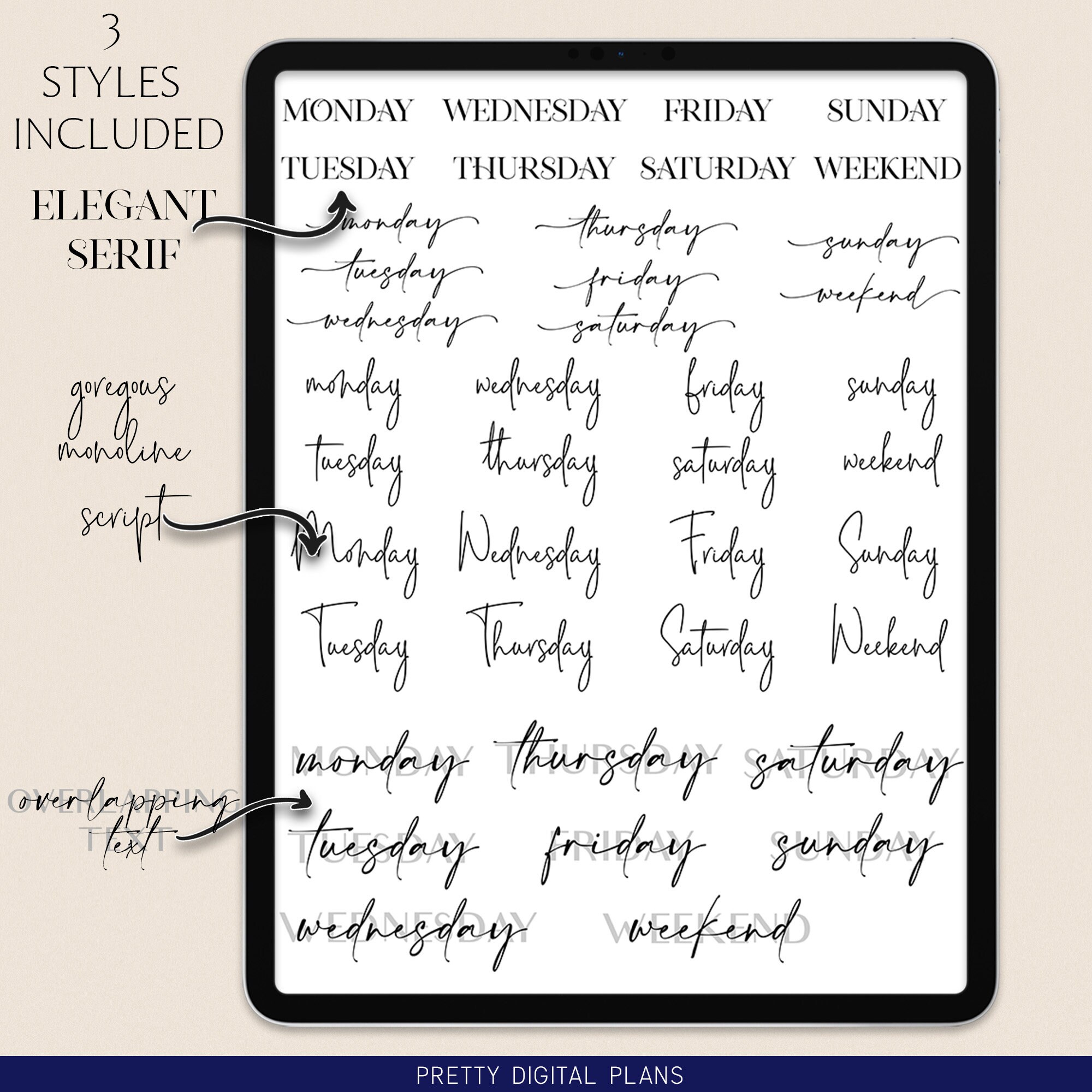 Days of the Week Stickers Goodnotes Digital Planner Stickers Precropped ...
