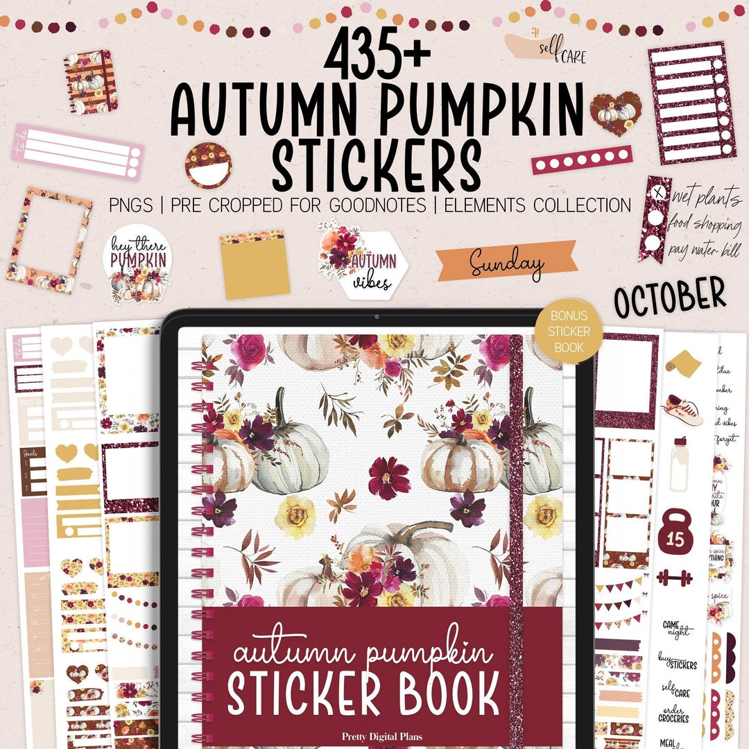 Autumn Digital Stickers Goodnotes Floral Sticker Book Pumpkin Planner ...