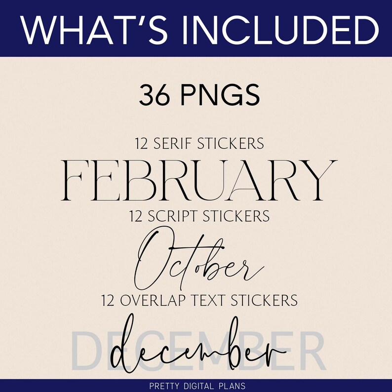 Month Digital Stickers for Goodnotes Pre Cropped & Elements - Etsy