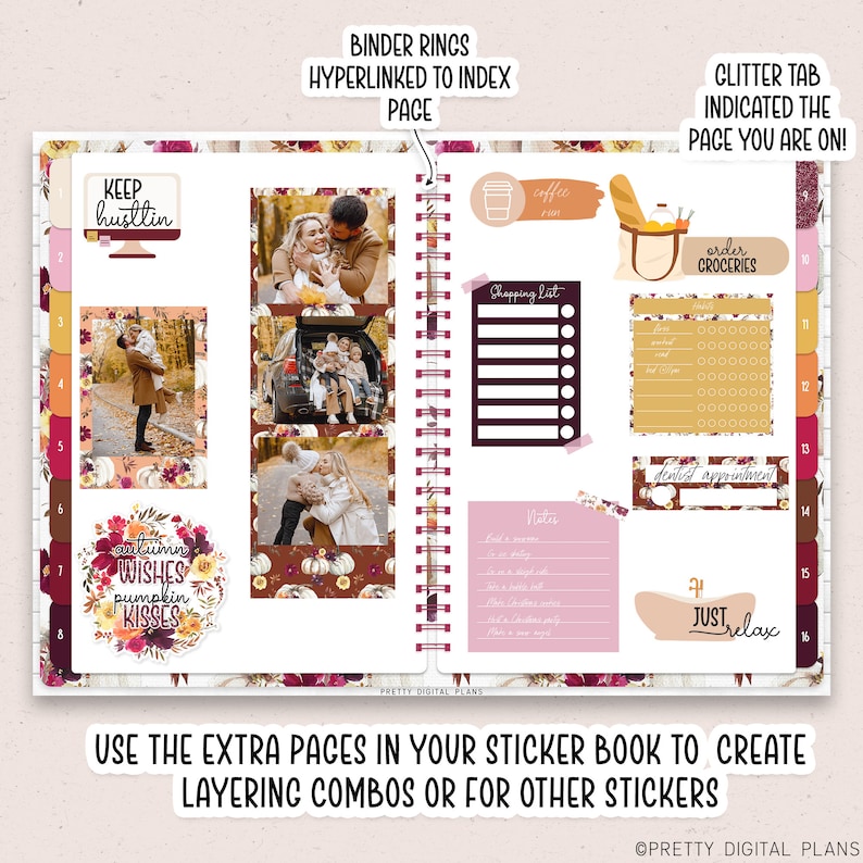Autumn Digital Stickers Goodnotes Floral Sticker Book - Etsy