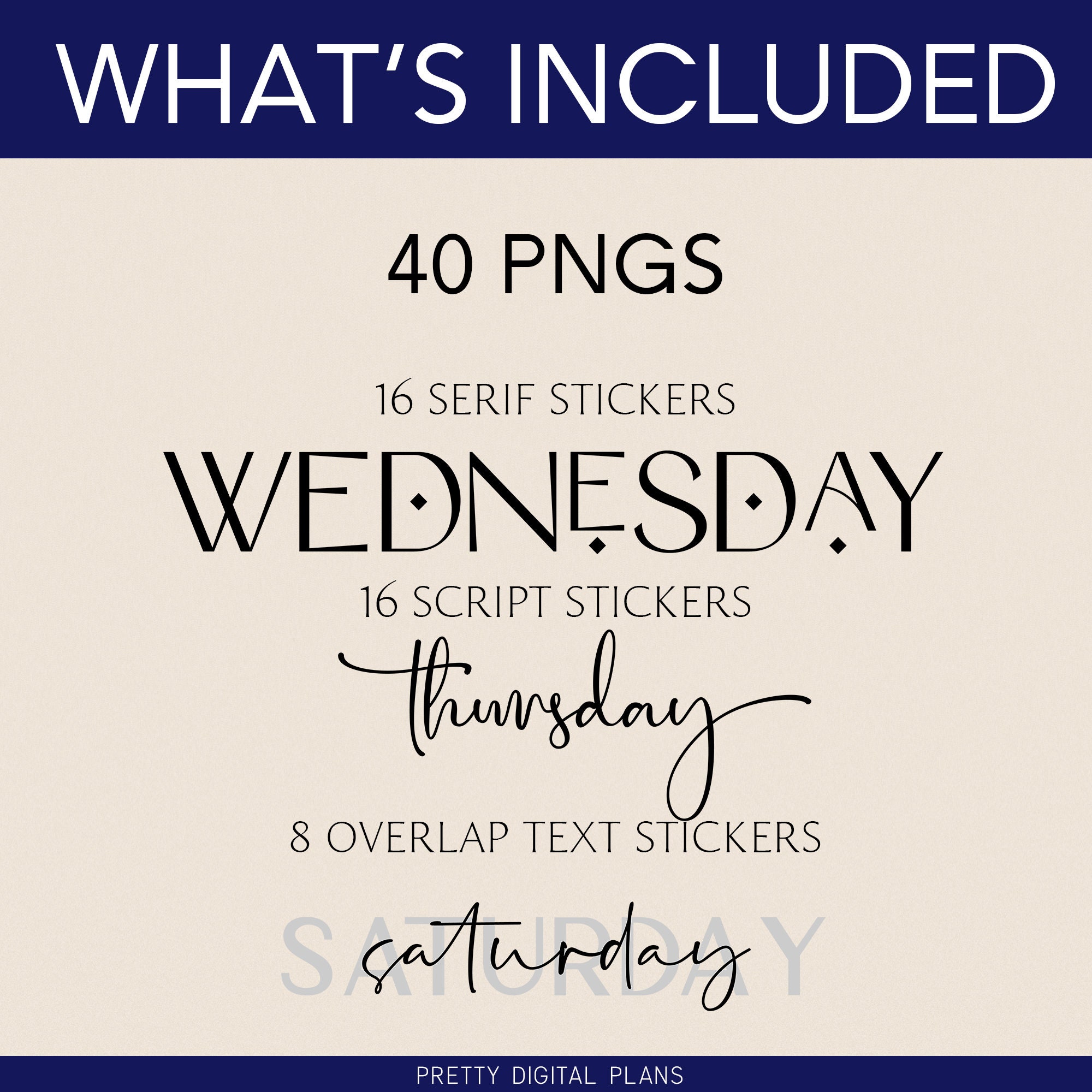 Days of the Week Digital Stickers for Goodnotes Precropped Elements ...