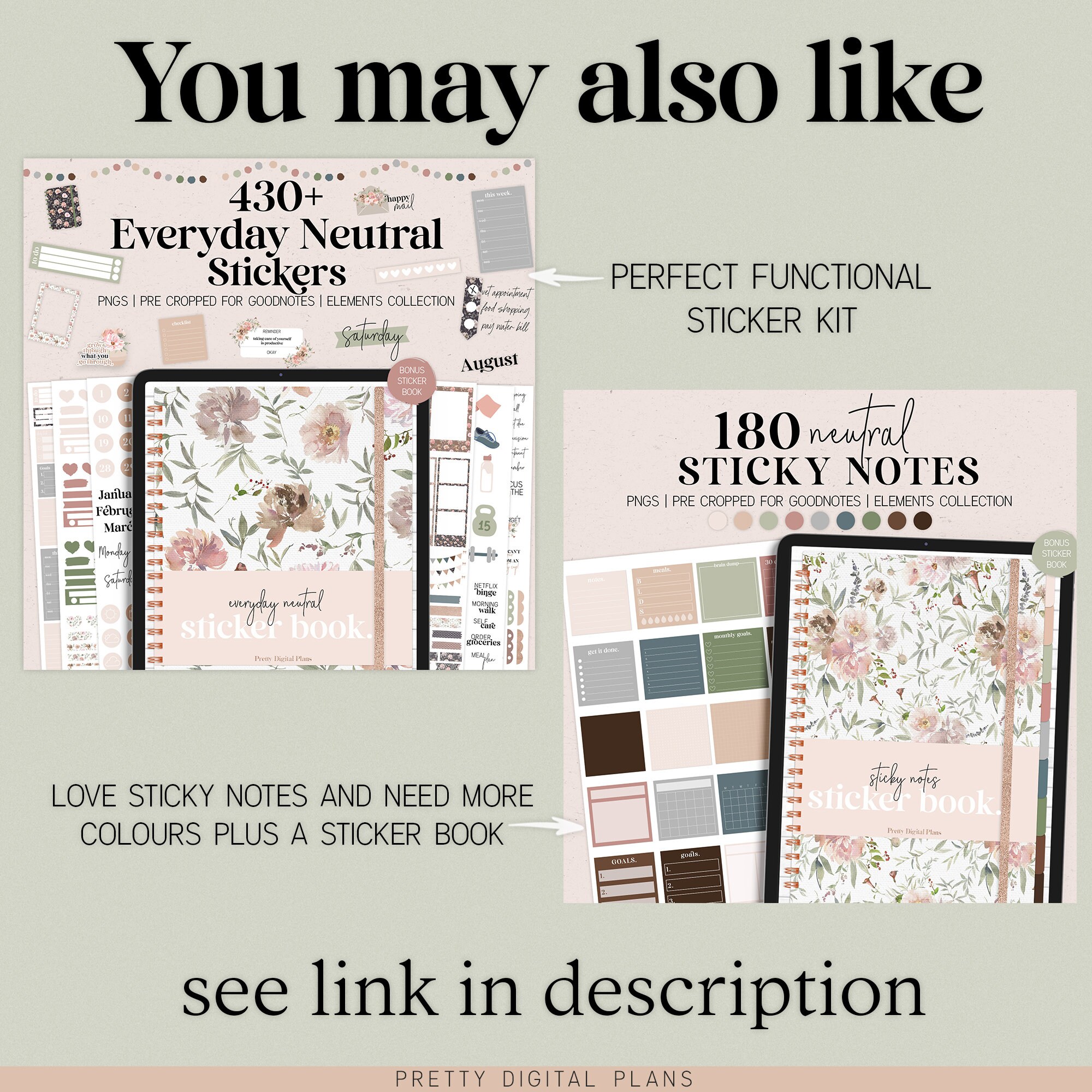 Sage Green Digital Sticky Notes Precropped Goodnotes Stickers to Do ...
