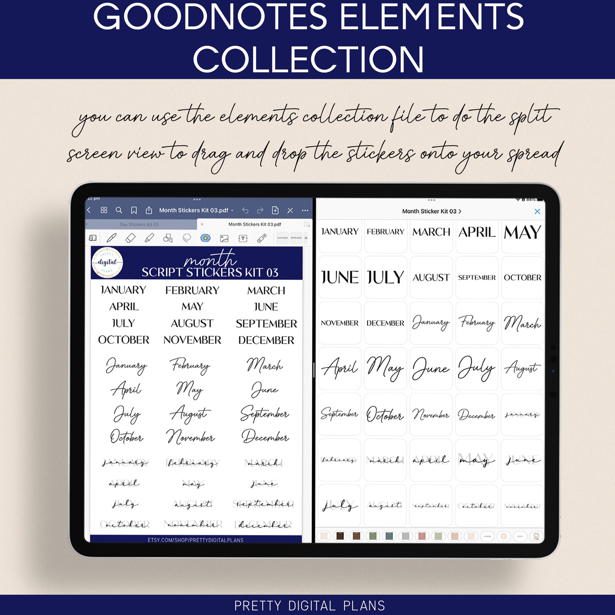 Months of the Year Digital Stickers for Planners Goodnotes Precropped ...