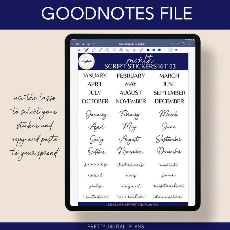 Months of the Year Digital Stickers for Planners Goodnotes Precropped ...