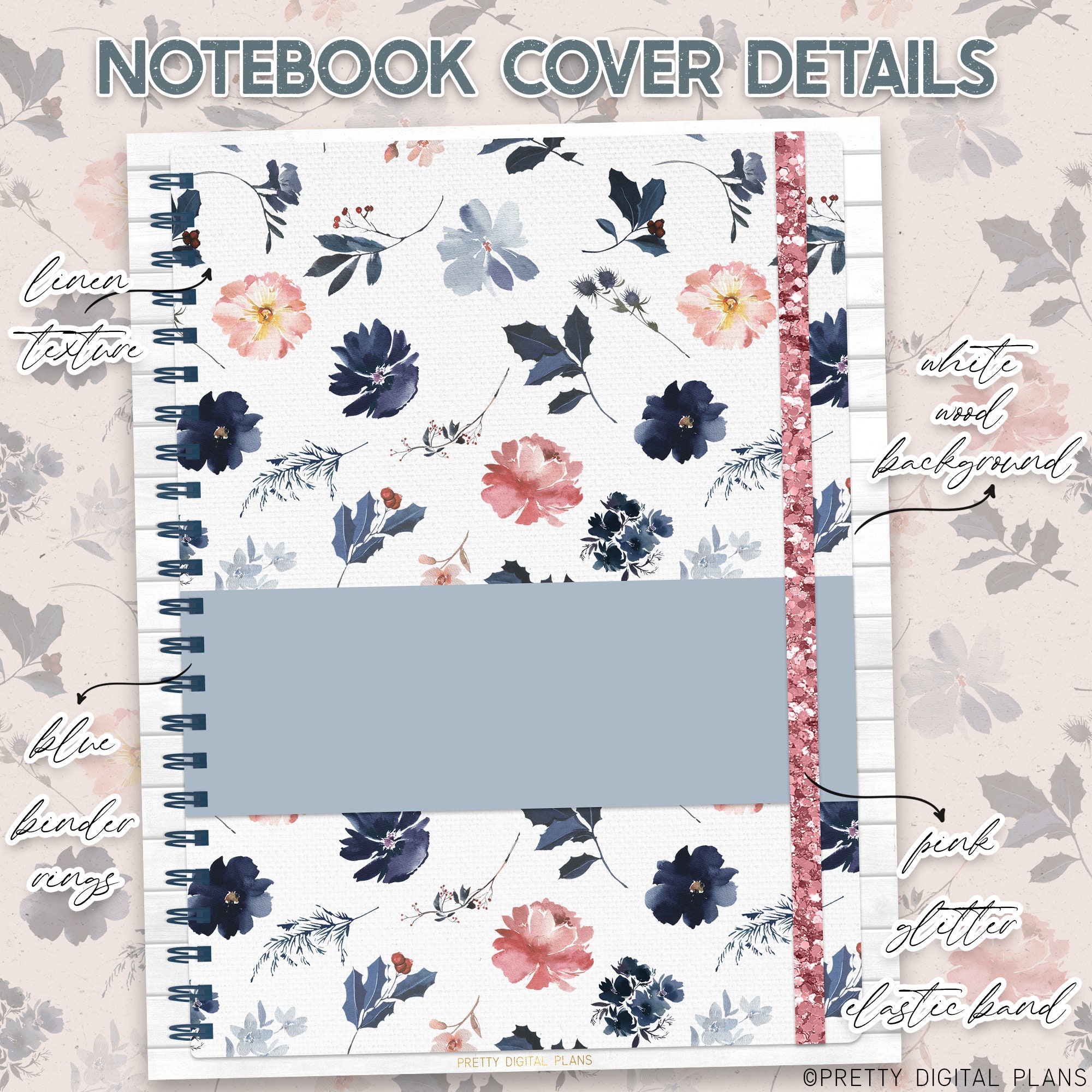 14 Winter Floral Digital Notebook Cover Goodnotes Elements Collection ...