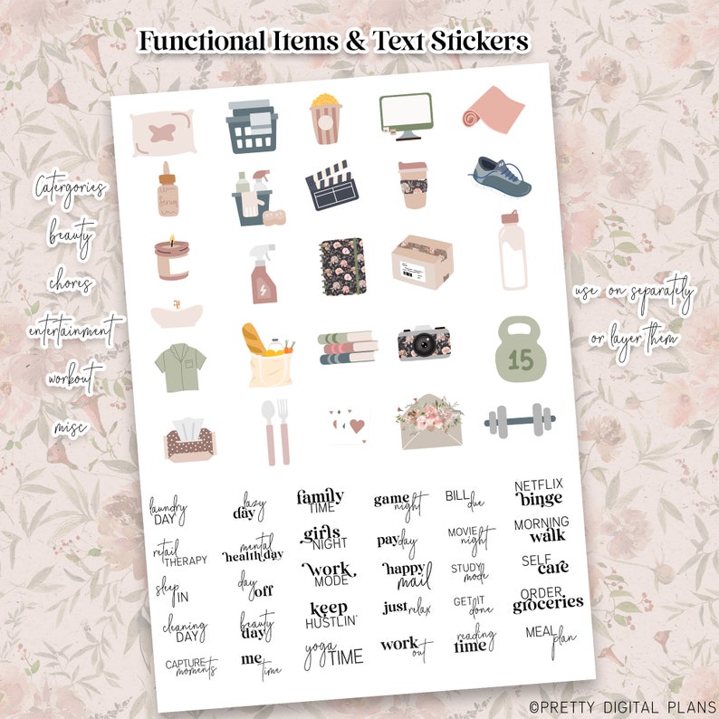 Everyday Digital Stickers Goodnotes Neutral Functional - Etsy
