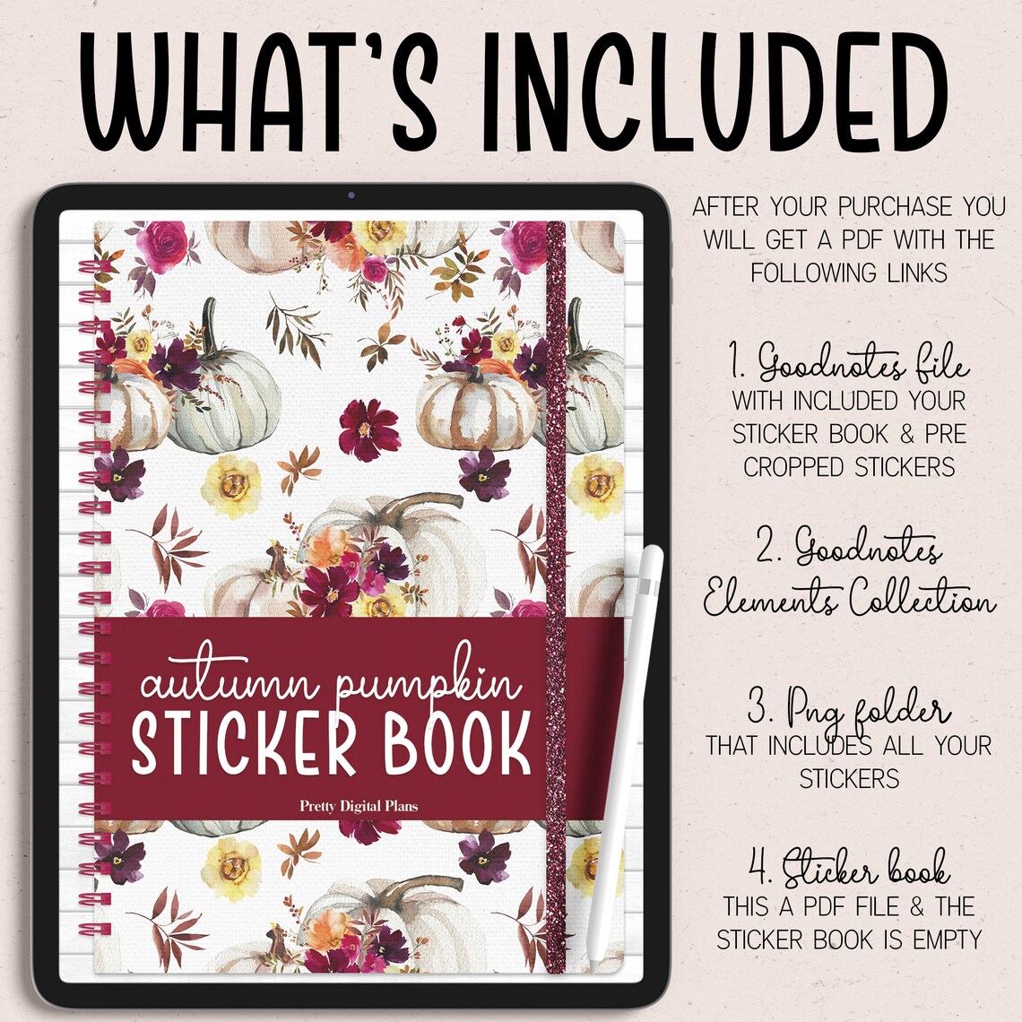 Autumn Digital Stickers Goodnotes Floral Sticker Book - Etsy