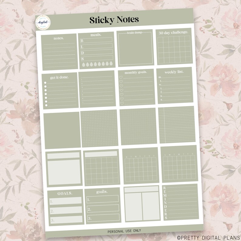 Sage Green Digital Sticky Notes Precropped Goodnotes Stickers to Do ...