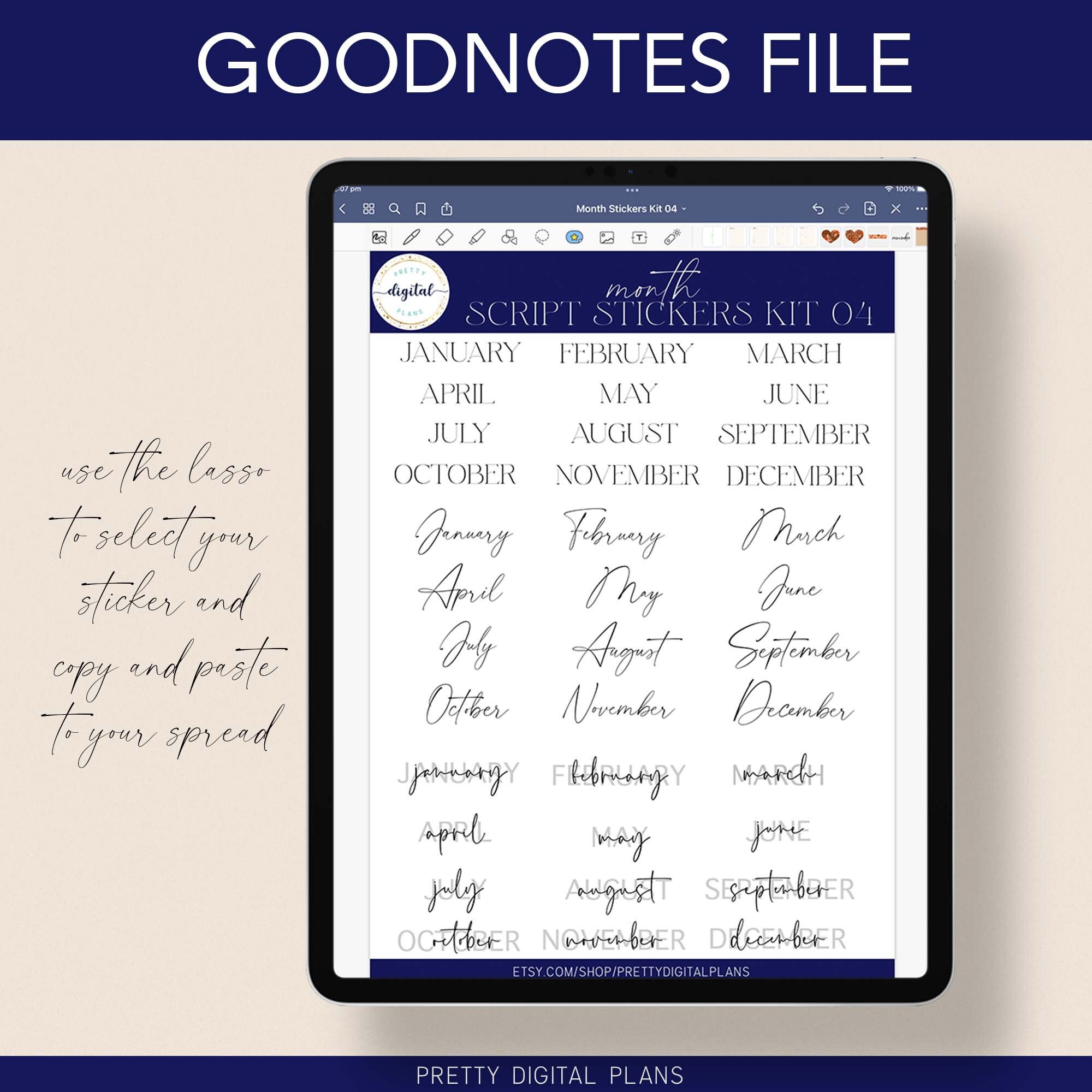 Month Digital Stickers for Goodnotes Pre Cropped & Elements - Etsy