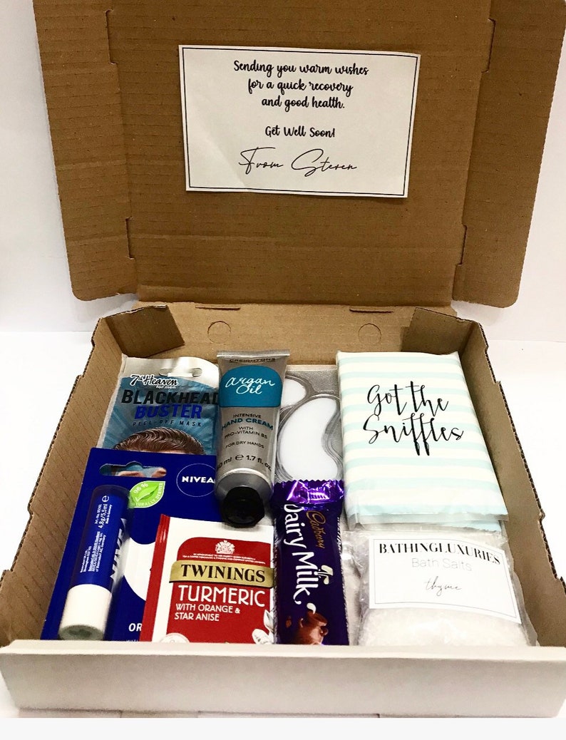 Get Well Soon Gift Box Pamper Hamper Spa Relaxation Cough Cold Flu Hug ...