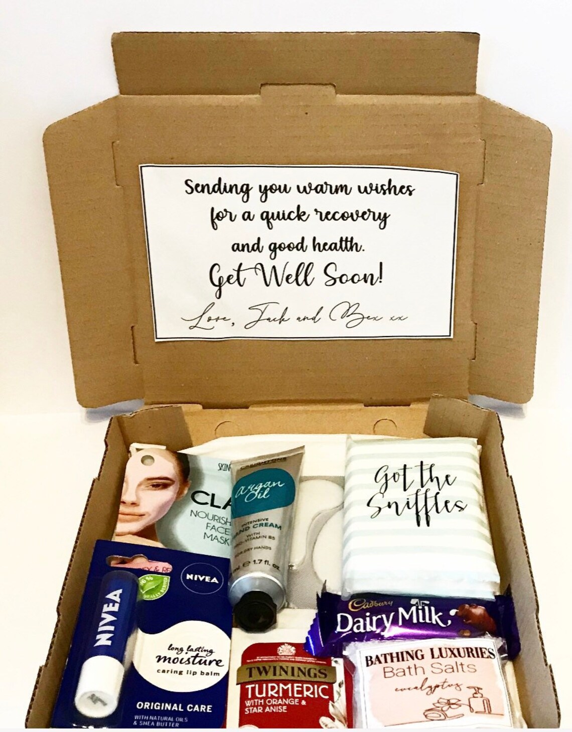 Get Well Soon Gift Box Pamper Hamper Spa Relaxation Cough Cold Flu Hug ...