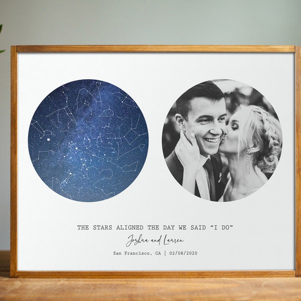 Custom Wood Star Map by Date Couples Wedding, Engagement Gifts - 60 ...
