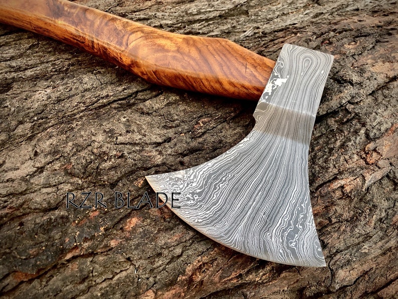 Damascus Viking Axe Damascus Steel Axe With Leather Sheath - Etsy