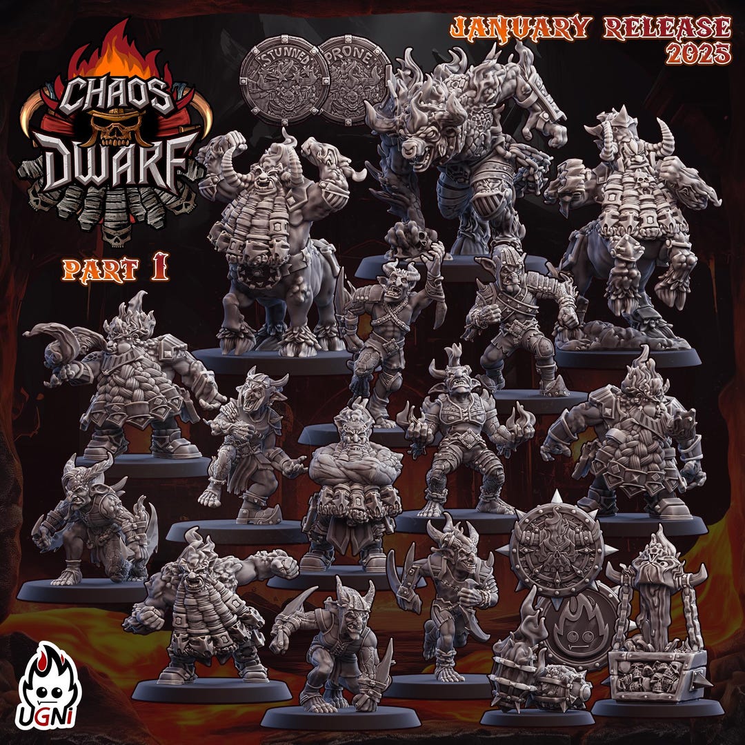 Magma Chaos Dwarf Team - Fantasy Football Team - UGNI Miniatures - Etsy