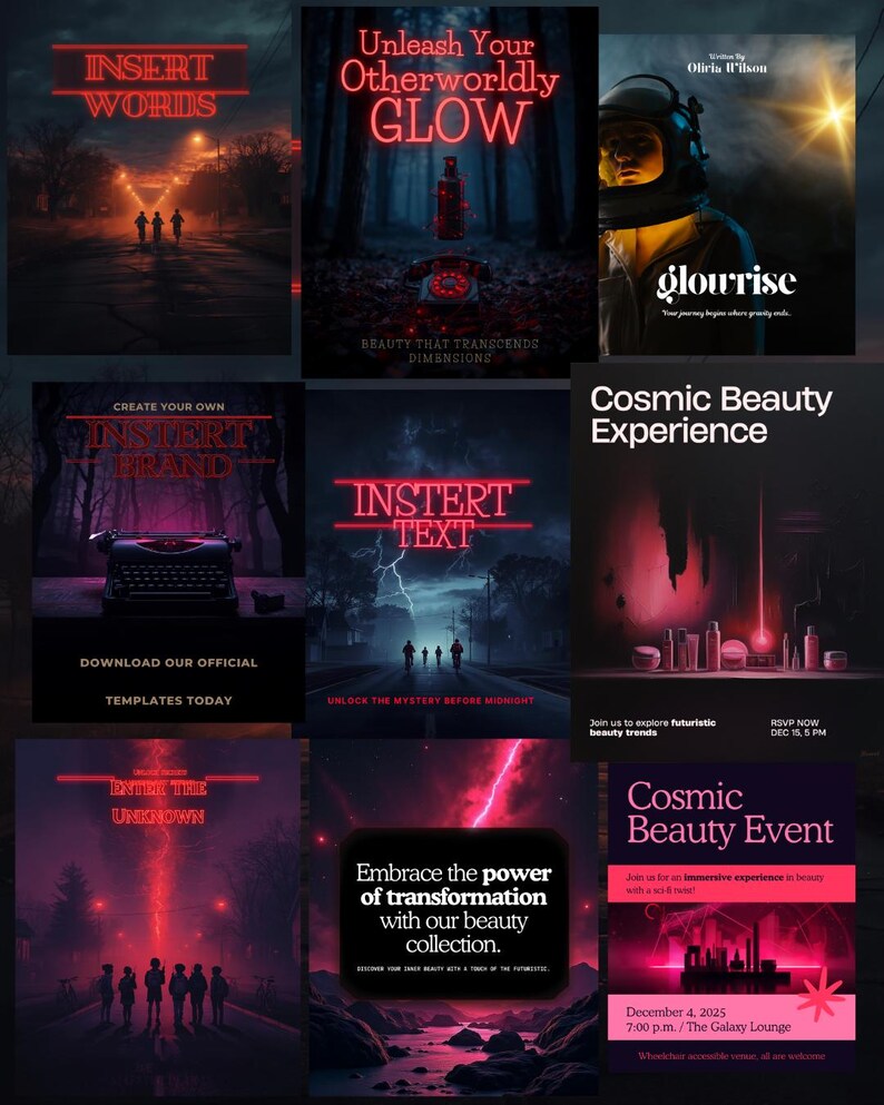 Stranger Things Instagram Post Templates | Eerie Canva Social Media Kit ...