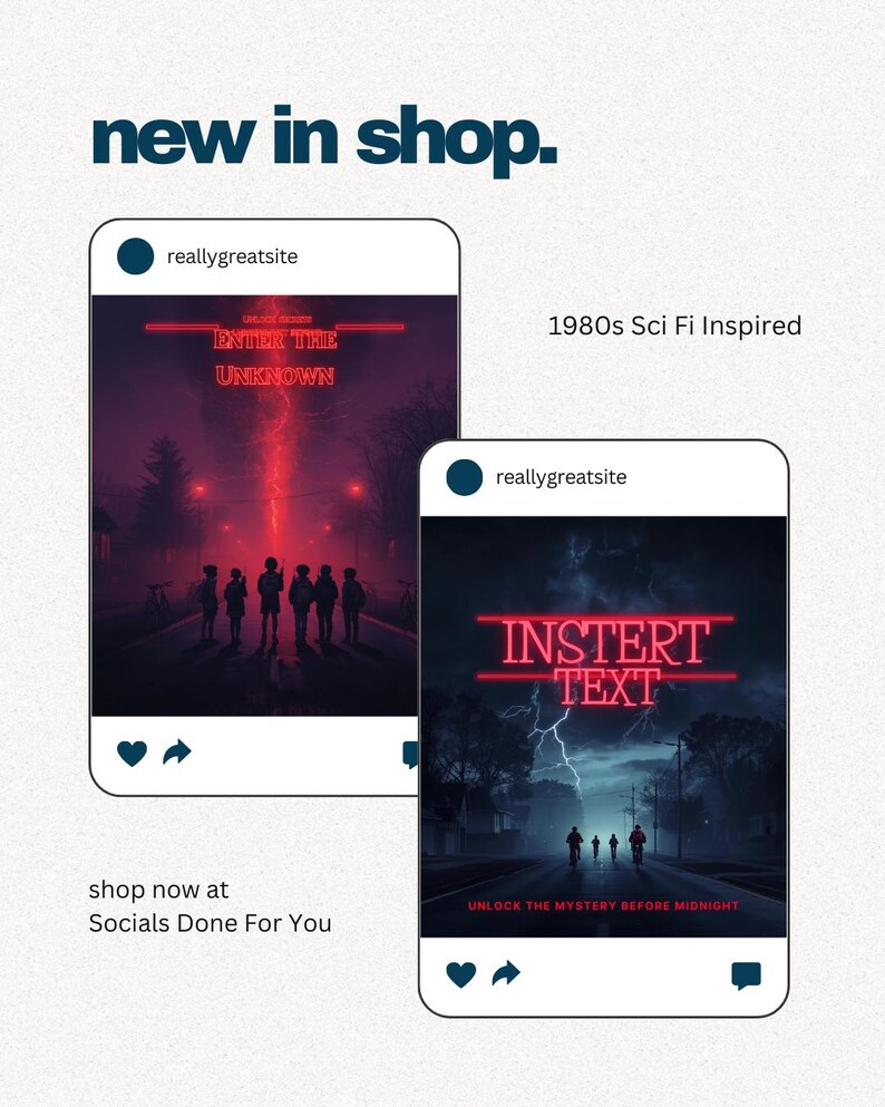 Stranger Things Instagram Post Templates | Eerie Canva Social Media Kit ...