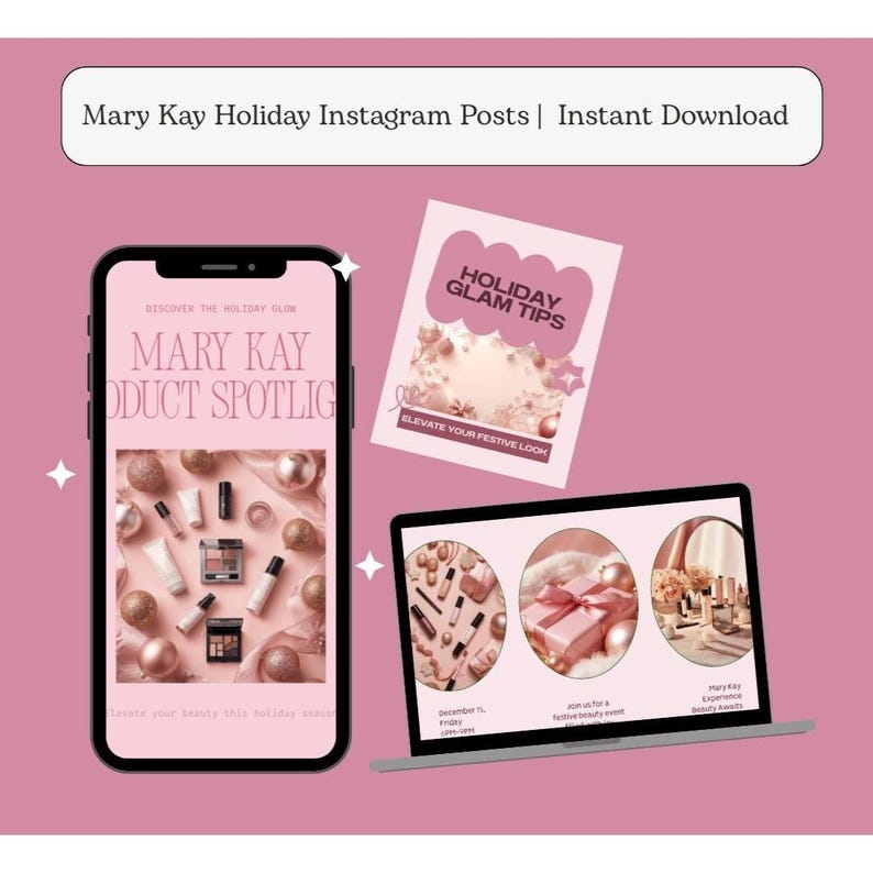 16 Mary Kay Templates | Pink Holiday Christmas Canva Instant ...