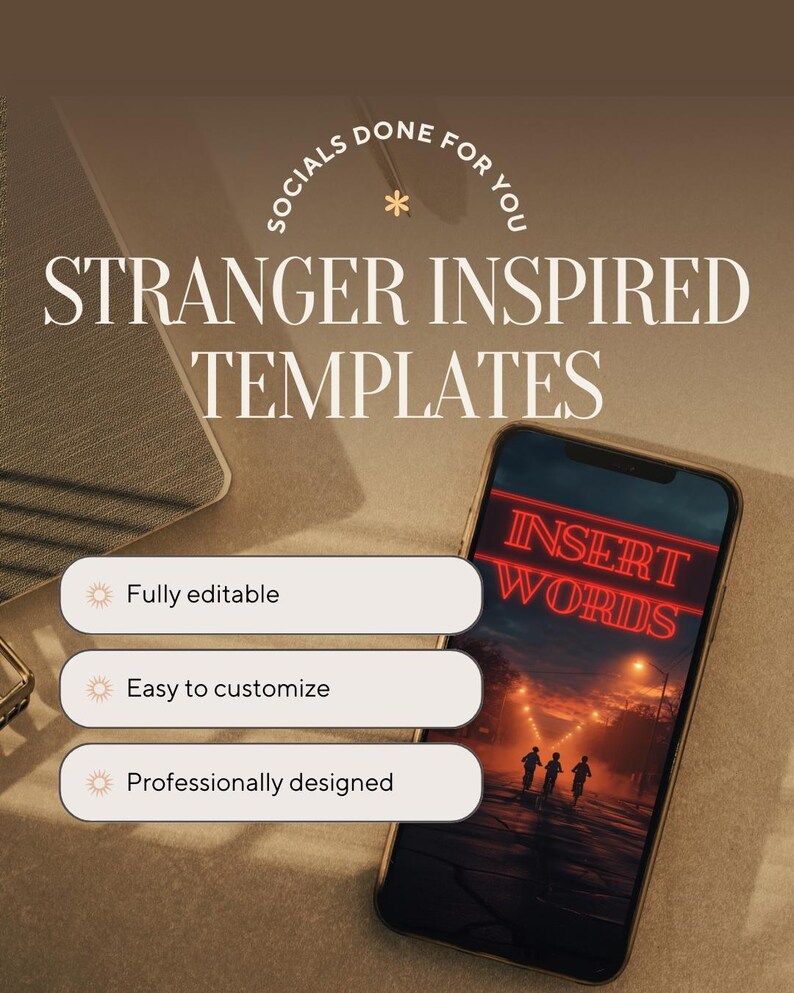 Stranger Things Instagram Post Templates | Eerie Canva Social Media Kit ...