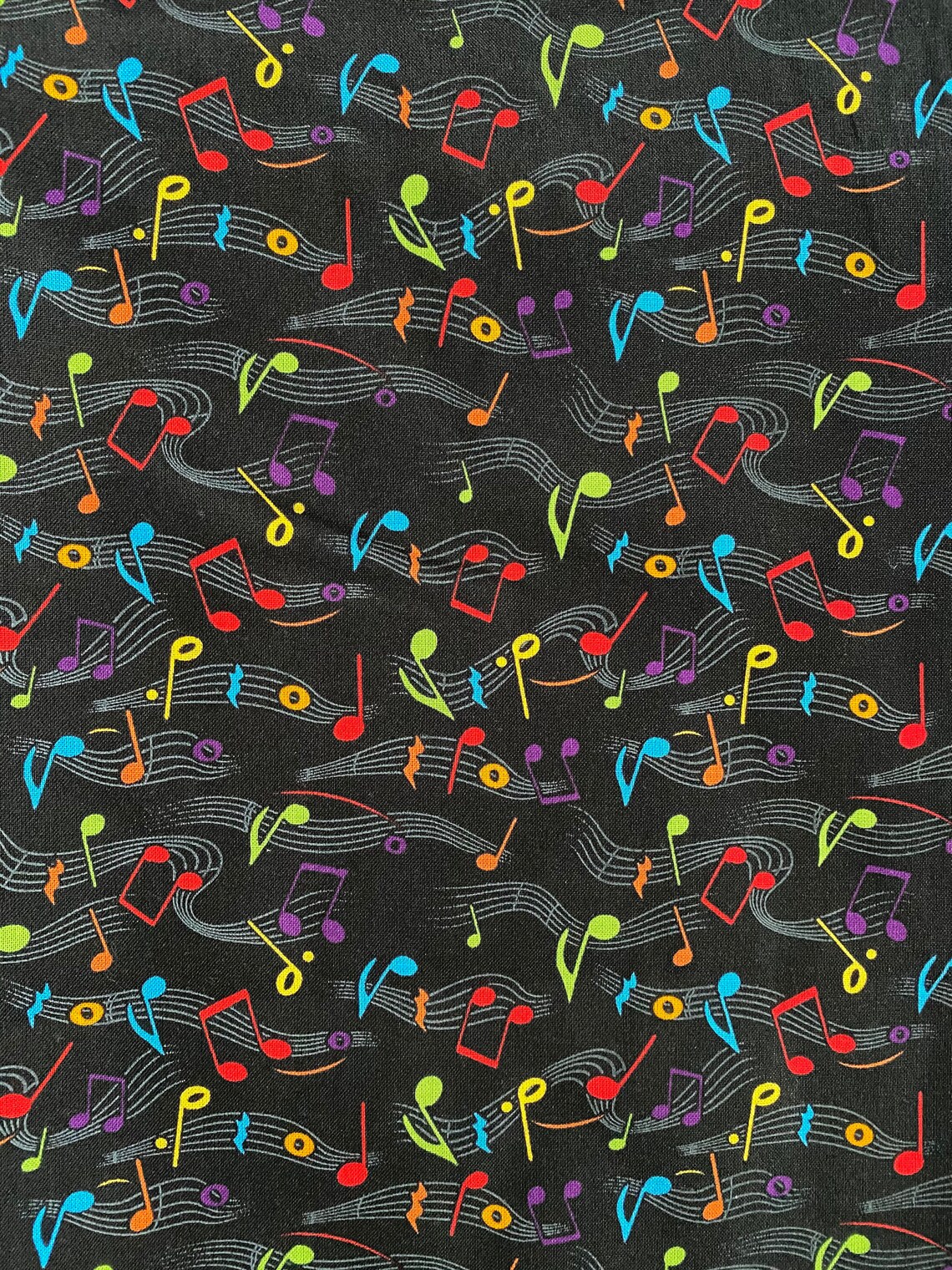 Rainbow Music Notes Cotton Fabric Fat Quarter - Etsy