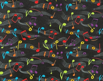 Rainbow Music Symbols Fabric Musical Notes on White by Emma Heeson ...