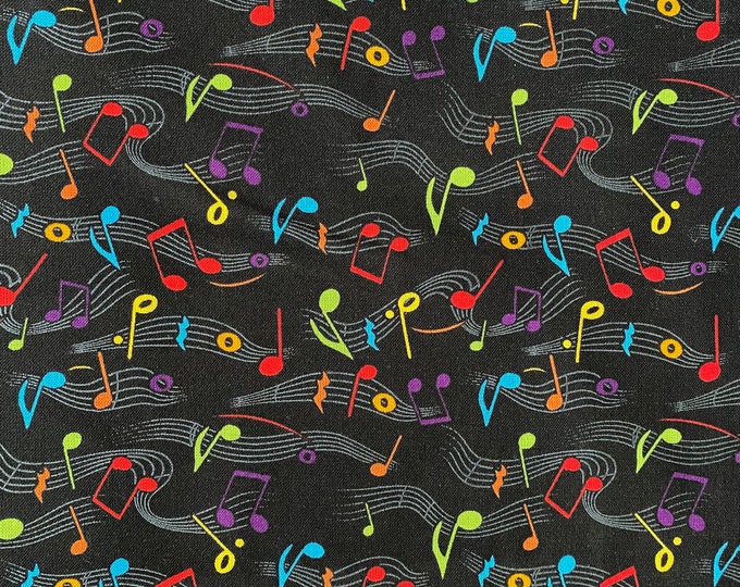 Rainbow Music Notes Cotton Fabric Fat Quarter - Etsy