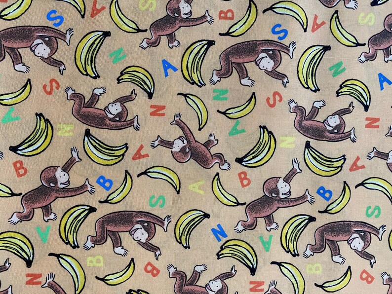 Curious George Cotton Fabric Fat Quarter - Etsy