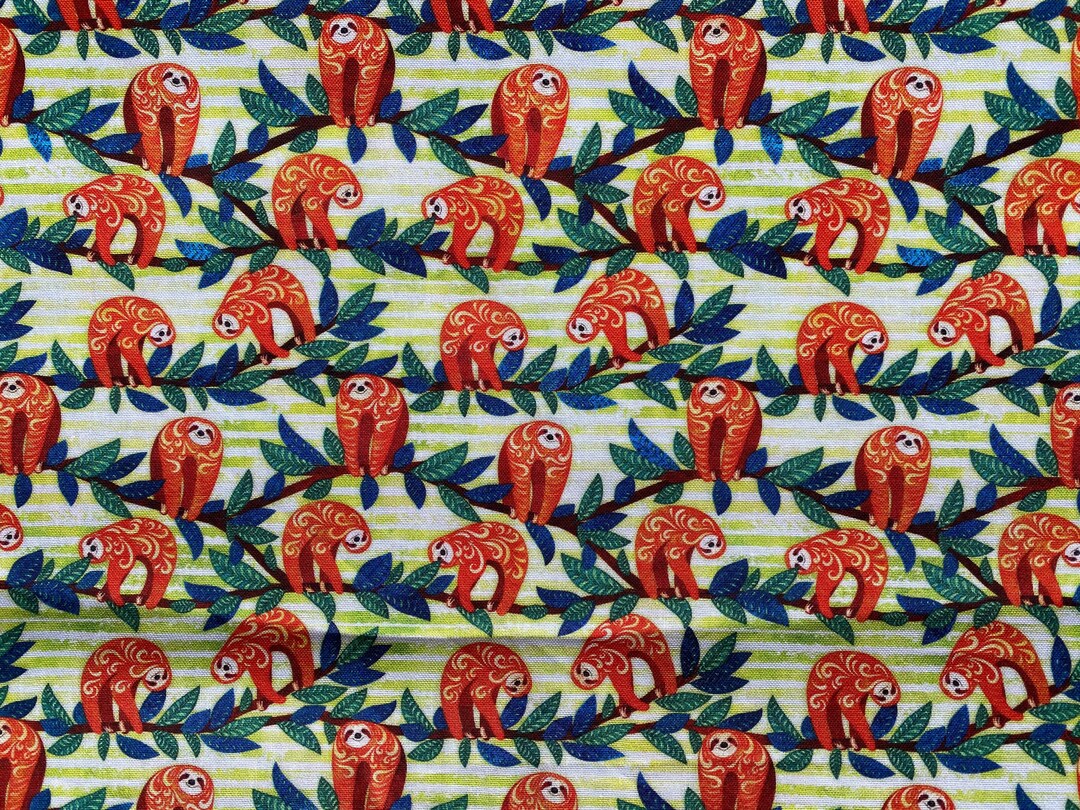 Sloth Cotton Fabric 18 X 21 Fat Quarter - Etsy
