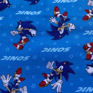 Sonic the Hedgehog cotton fabric 18 x 21 fat quarter | Etsy