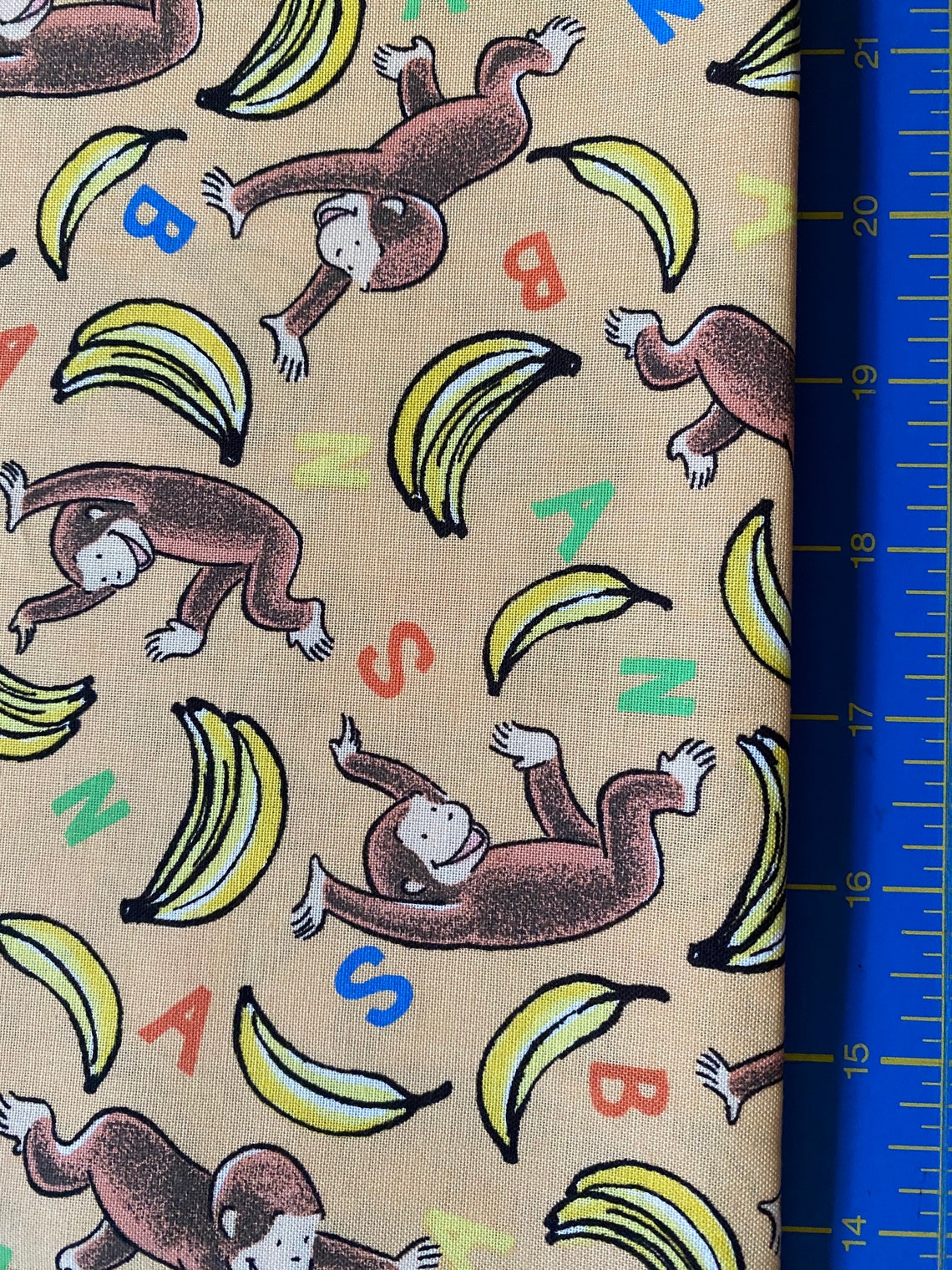 Curious George Cotton Fabric Fat Quarter | Etsy